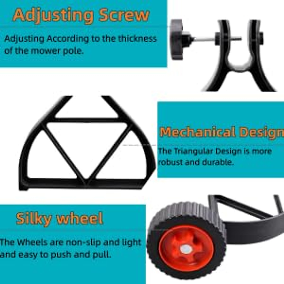 CNImpetus Adjustable String Trimmer Support Wheel for Weed Trimmer, Walk Behind Brush Cutter,Universal Support Auxiliary Wheels Weed Eater Attachments for Weedeaters Weed Trimmer Grass Cutter Holder