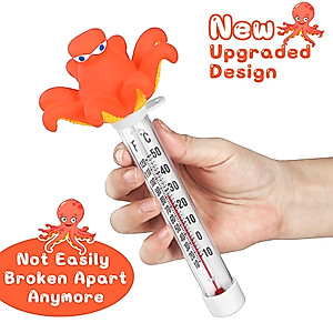 Floating Pool Thermometer, Large Display with String Easy to Read, Shatter Resistant, for Outdoor & Indoor Swimming Pools, Spas, Hot Tubs & Aquariums (Octopus)
