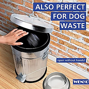 WENKO Step Trash Can with Lid and Pedal, Retro Metal Garbage Bin, for Bathroom, Kitchen, Office, Soft Close, 3.17 Gallon, 10 x 16.5 x 10 in, Gray