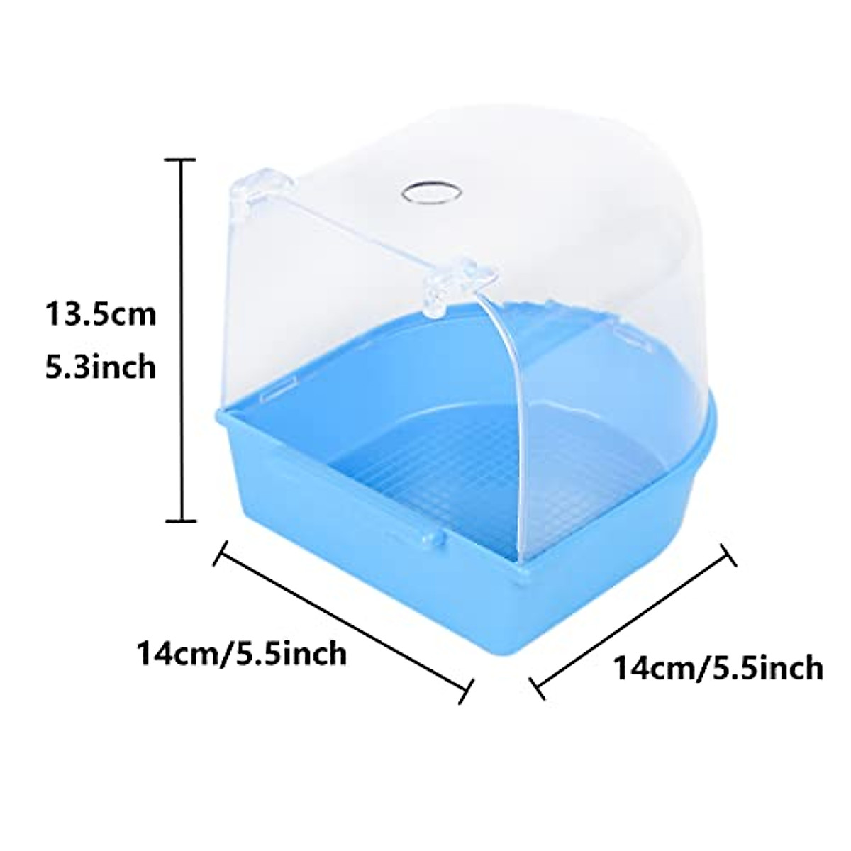 LGsilent Bird Bath Bird Cage Accessories, Bathing Tub for Pet Birds, Hanging Parrot Bird Bathtub Suitable for Small Parrots, Canaries, Love Birds and Other Small Birds, Blue, 5.5x5.5x5.3inch