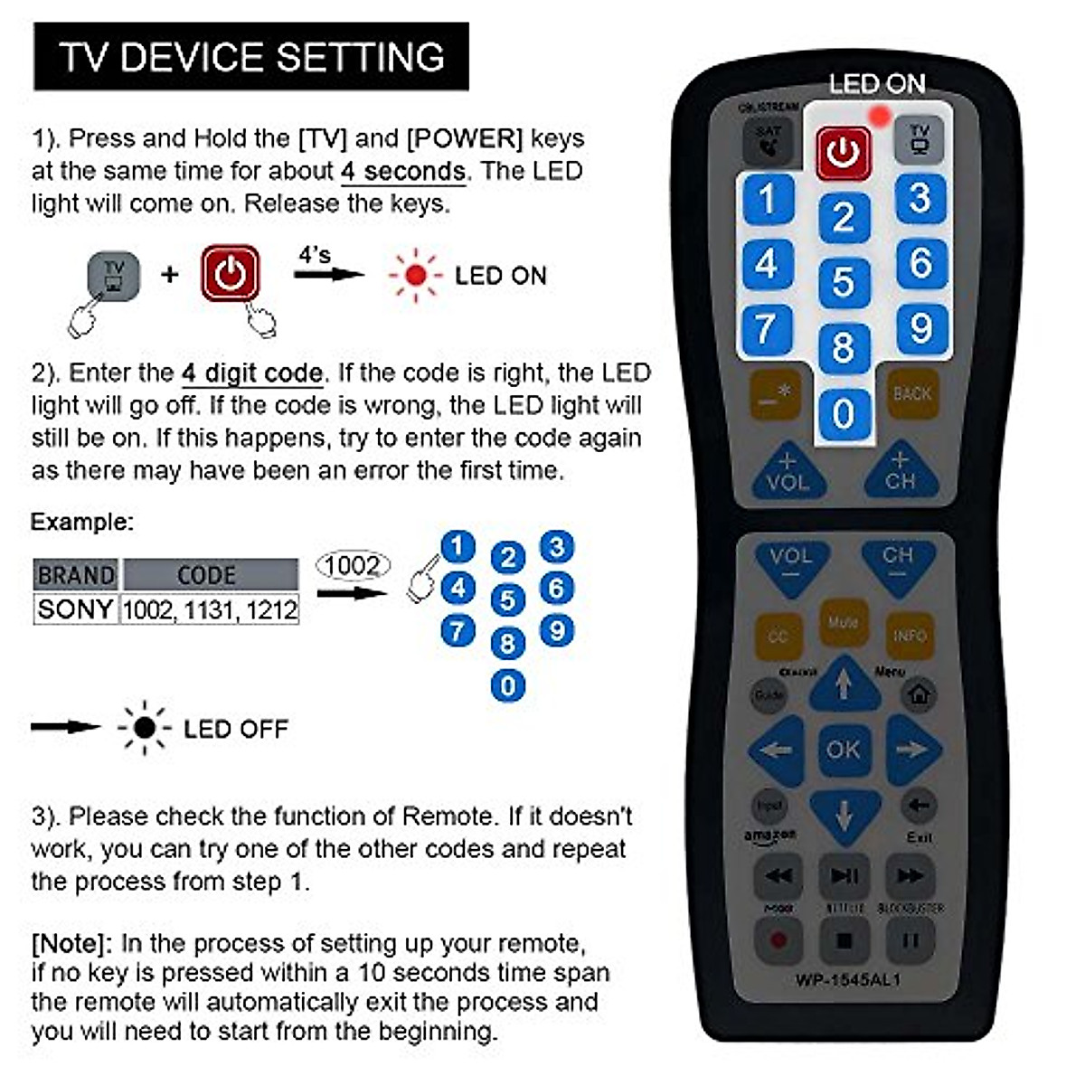 Luckystar 2 Device Universal Waterproof Easy Clean Remote Control Support for All Smart TV, LED/LCD TV, Apple TV,Vizio TV, LG, Samsung and Roku Player, BluRay DVD, Audio System