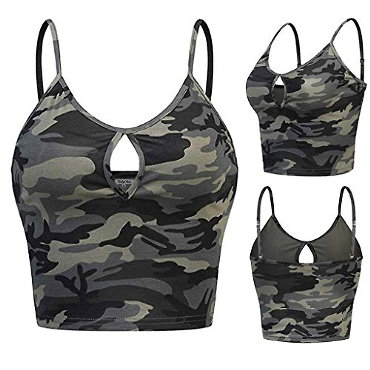 Aniywn Women's Short Crops Camisole Vest T-Shirt Sleeveless Ladies Camouflage Print Tank Tops Blouse