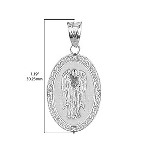 Claddagh Gold .925 Sterling Silver Cubic Zirconia 1-1/4” Oval Saint Gabriel The Archangel Medal Pendant - Pendant Only