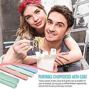 3 Pieces Portable Chopsticks with Case, Reusable Chopsticks Flatware Set, Metal Stainless Steel Travel Chop Sticks with Handle, Japanese Chinese Korean Chopsticks for Bento Box