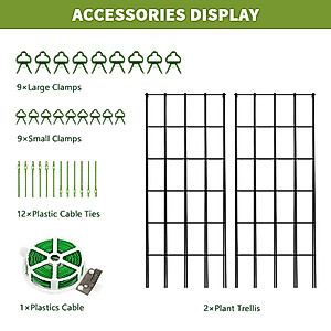 UrGROWA Cucumber Trellis 2 Pack, Foldable A-Frame Garden Trellis for Raised Bed Garden Grow Support with Plant Support Clips, Twist Ties, Plastic Ties, for Cucumber,Tomato, Climbing Plants and Flowers