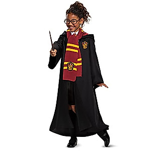 Harry Potter Dress Up Trunk for Kids, Official Wizarding World Costume Kit with Robe, Scarf, Tie, Wand and Glasses, Kids Size Small (4-6),Dark Brown