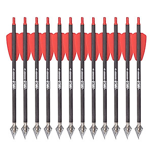 Crossbow Archery 7.5" inch R9 Crossbow Bolts Carbon Arrows 2" Red Vanes with 100grain Broadhead for Hunting Shooting Targeting 3X Pack