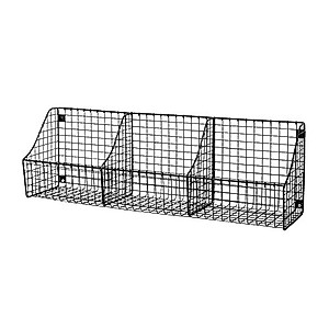 Spectrum Diversified Mount Triple Wire 3 Storage Bins Decor & Entryway Organization, Rustic Farmhouse Wall Basket, Industrial Gray
