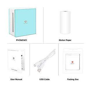 Phomemo M02 Pocket Printer- Mini Printer Inkless Sticker Printer Bluetooth Photo Printer Portable Thermal Printer for Learning Assistance, Study Notes, Journal, Fun, Work
