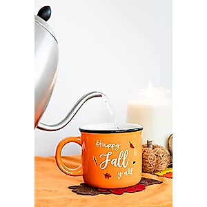 Pearhead Happy Fall Y'all Mug, Autumn Coffee Mug, Home Dećor Accessories, Orange, 15oz, Fall Kitchen Decorations, Holiday Tea or Coffee Mug