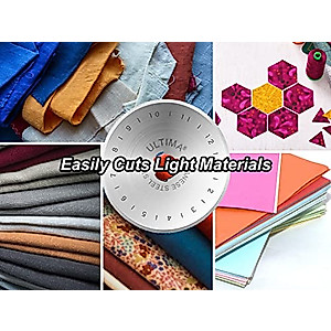 Ultima 60mm Rotary Cutter Blades – 10 Blades Per Pack – Fits Most Rotary Cutters Including Fiskars, Olfa, Martelli and TrueCut – Cuts Quilting Fabric, Leather, and More