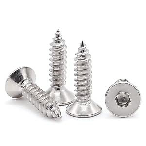 Glvaner (30 pcs) M6 x 25mm Flat Head Socket Cap Self Tapping Screws Wood Screws 304 Stainless Steel 18-8 Full Thread Coverage Sheet Metal Screw