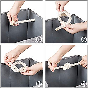 PRANDOM Large Foldable Cube Storage Bins 11x11 inch [4-Pack] Fabric Linen Storage Baskets Cubes Drawer with Cotton Handles Organizer for Shelves Toy Nursery Closet Bedroom Pink