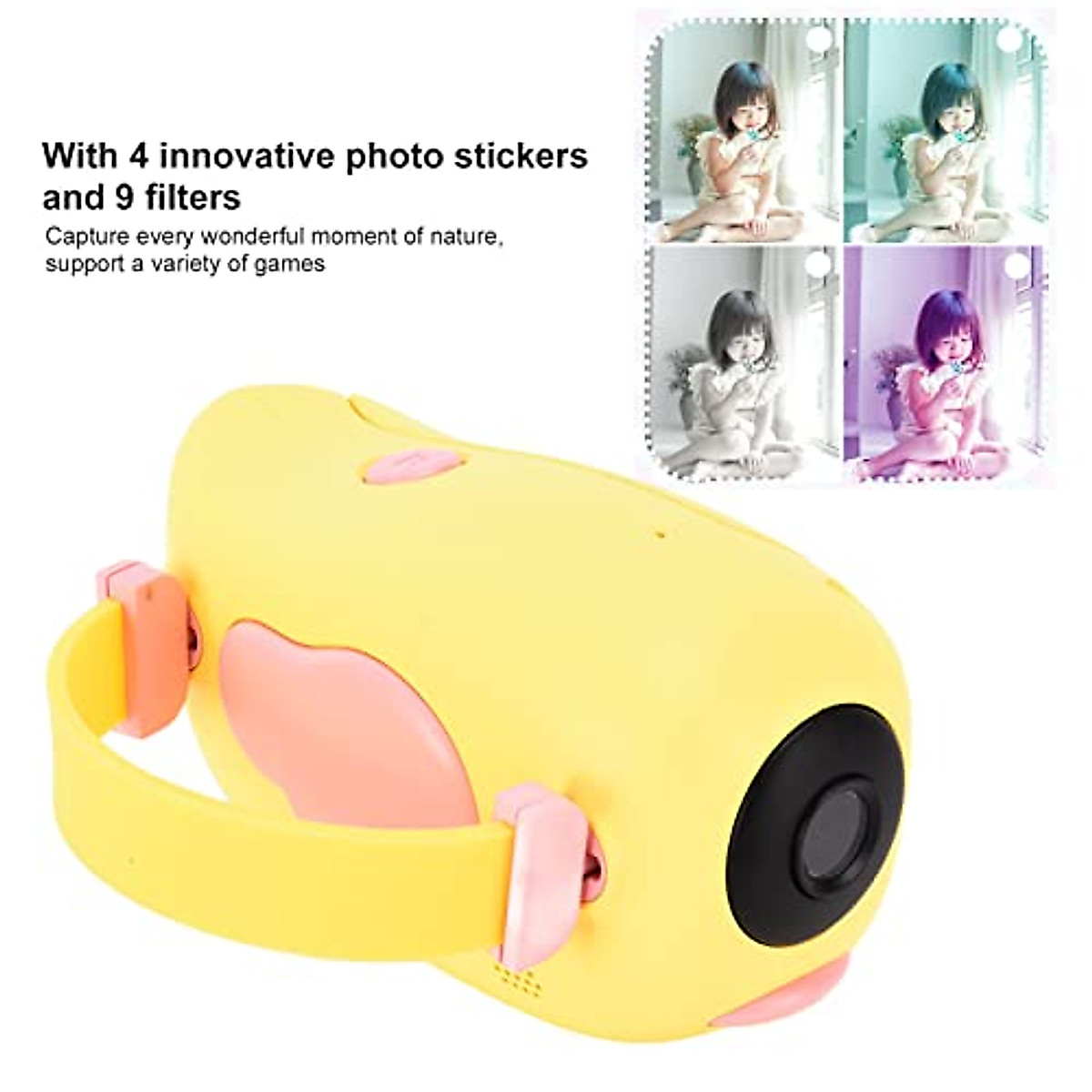 HD Digital Camera, ABS Safe Cute 400mAh Battery Children Digital Camera 100° Viewing Angle for Gift for Toy(Yellow)