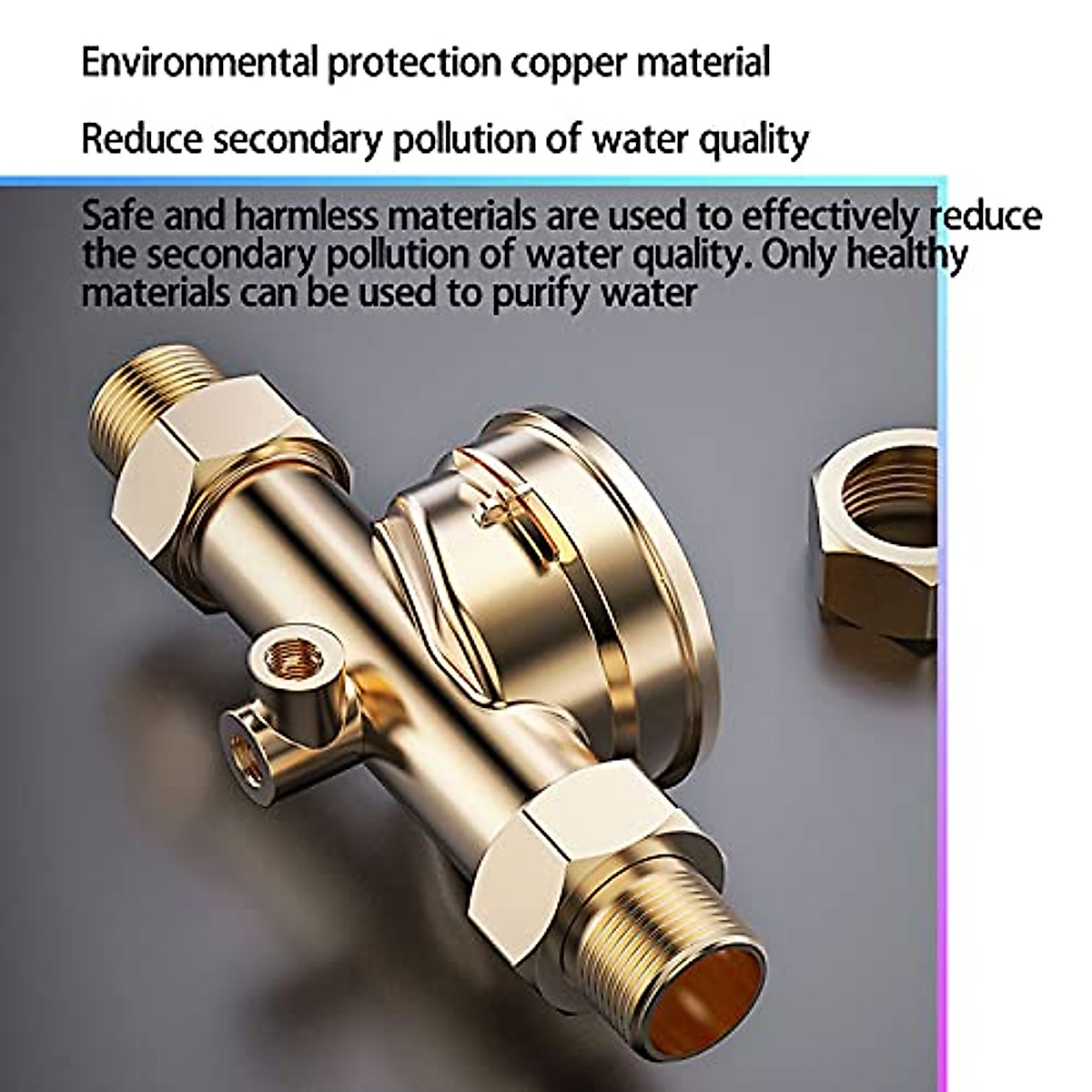 Reusable Spin Down Sediment Water Filter,Copper Pre - Filter with Meter Whole House Front Water Purifier Household - Backwash, Tap Water Stainless Steel Mesh 40 Micron Fine Filter