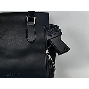 Goson Concealed Carry Tote Bag - Large and Fashionable CCW Purses for Women with Multiple Pockets, Crossbody Straps, YKK Locking Zippers in Faux Leather