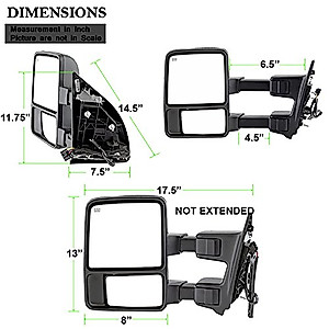AKKON - For 2008-2016 F250 F350 F450 F550 SuperDuty Smoked Extendable Towing Manual Telescoping Wide Angle Side Mirrors Pair