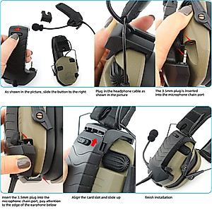 TSVISIONCORE Microphone & PTT for Walker's Razor Noise Cancelling Headphones Airsoft（Black）