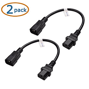 Cable Matters 2-Pack Short Computer to PDU Power Extension Cord, Power Extension Cable 1 ft (IEC C14 to IEC C13 PDU Power Cord)