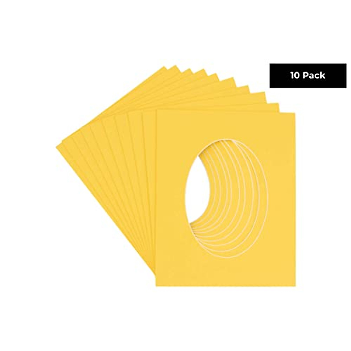 CountryArtHouse Chamois Yellow Acid Free 10x18 Oval Picture Frame Mat with White Core Bevel Cut for 8.5x11 Pictures - Fits 10x18 Frame - Pack of 10 Matboards