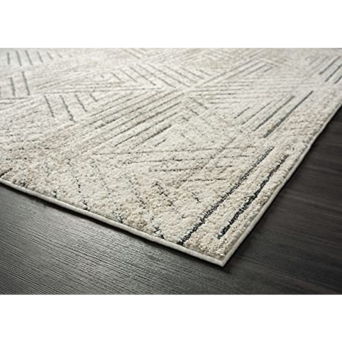 Abani Contemporary Cream & Grey Geometric Area Rug - 7'9" x 10'2" (8x10) Non-Shed Rugs Modern Triangle Pattern Living Room Carpet