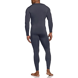 TSLA Men's Thermal Underwear Set, Microfiber Soft Fleece Lined Long Johns, Winter Warm Base Layer Top & Bottom, Soft Micro Fleece Dark Grey, Large