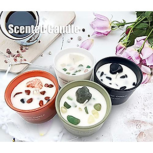 Healing Crystal Candles Decorative Soy Candle for Meditation Jar Candle Spiritual Gift for Women Scented Manifestation Candle 2 Pack Orange and Green