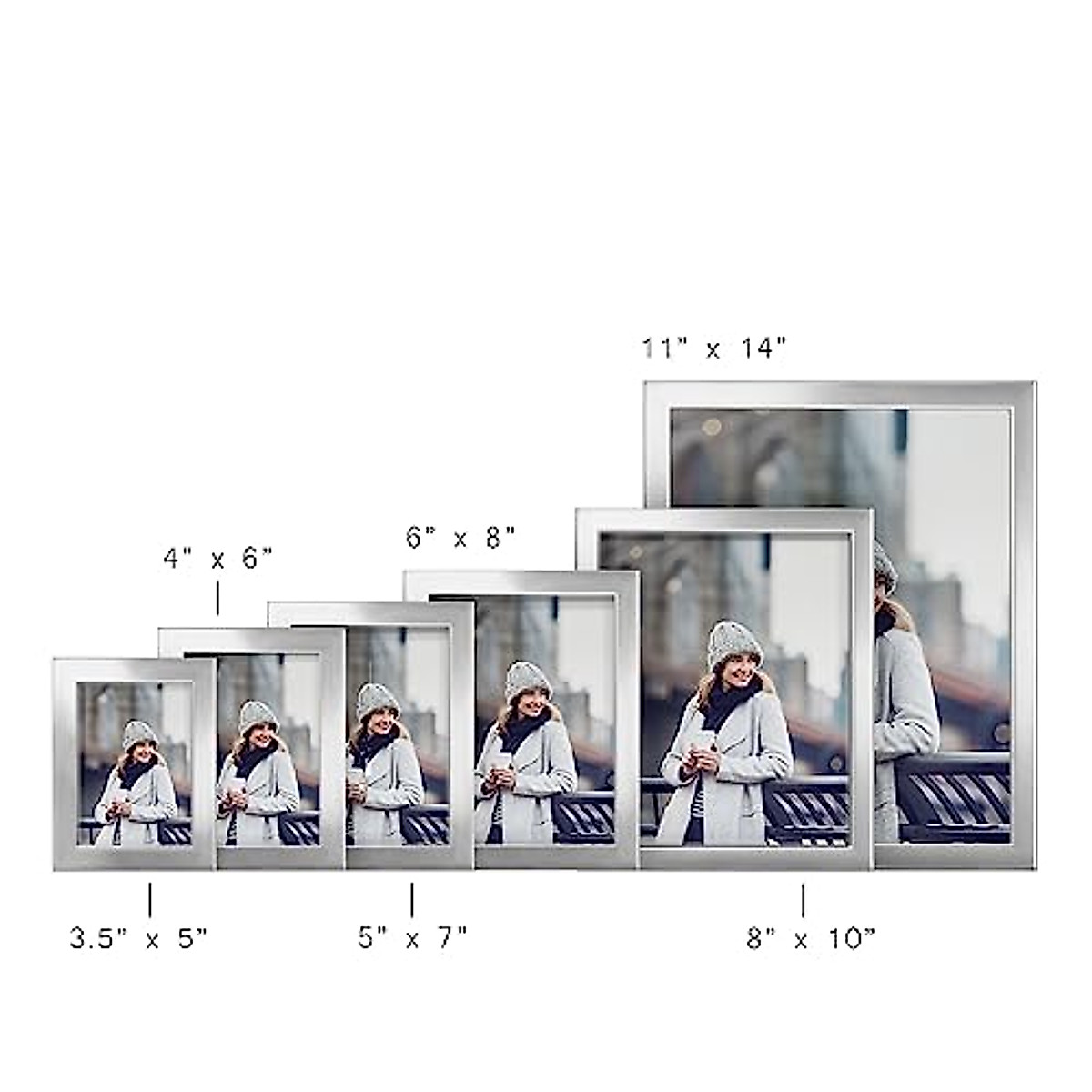 Renditions 6x8 inch Solid Wood Picture Frame, High Definition Glass and High-end Modern Style Ready for Wall and Tabletop Photo Display, Silver Frame