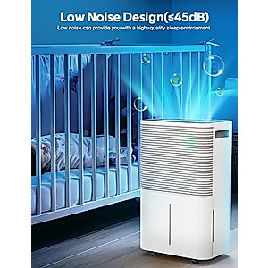 ZAFRO Dehumidifiers for Home, Bathroom, Bedroom, 45 Pints (50 Pint Under 90°F/90% RH) Dehumidifier with Auto Defrost, 4L Water Tank, 3 Colors LED Light, White