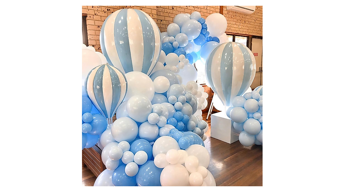 PartyWoo Baby Blue Balloons Pack of 140 for Baby Shower & Party