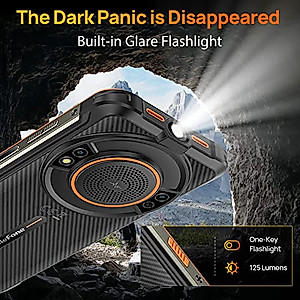 Ulefone Rugged Smartphone, Power Armor 16 Pro 122dB Loud Speaker, IP68/IP69K, 9600mAh, Octa-core Android 12 4GB + 64GB, 16MP Dual Camera, Built-in Glare Flashlight, Fingerprint ID, NFC Orange