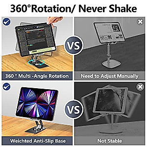 ZEALOTT Cell Phone Stand Multi-Angle, Tablet Stand Holder, Adjustable Height and Angle Phone Stand for Desk, Foldable Phone Holder, Universal Lazy Bracket, Grey