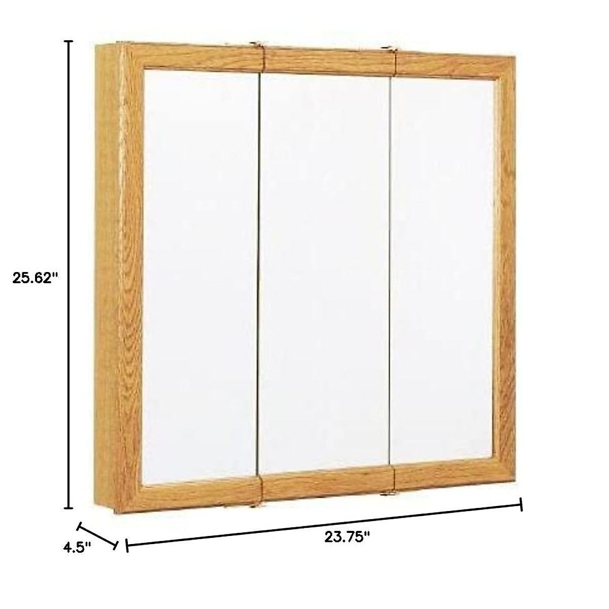 Zenith Products K24 23.75 W x 25.63 H x 4.5 D in. Oak Frame Triview Medicine Cabinet