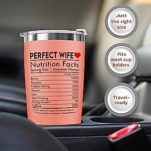 COCHIMO Christmas Gifts for Wife - Wife Gifts from Husband - Wifey Coffee Cup Tumbler 20 Oz - Wife Gifts Ideas For Valentines, Anniversary, Birthday, Mothers Day - Gifts for Her - Coral Pink