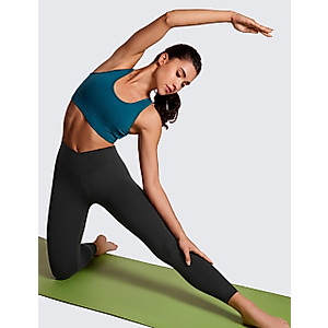 CRZ YOGA Womens Butterluxe Cross Waist Workout Leggings 25 Inches - V Crossover High Waisted Gym Yoga Black Medium