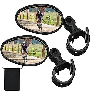 Hestya Bike Mirror 360 Degree Adjustable Safe Rotatable Handlebar Mirror Bicycle Mirror Cycling Rear View Mirror Shockproof Acrylic Convex Mirror Rearview Mirror for Mountain Road Bike(2 Pieces)