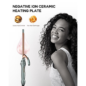 Elilier 3/8 Inch Small Curling Iron, 9mm Tiny Curling Iron Wand Barrel for Medium Long Hair, Ceramic Skinny Long Barrel Curling Iron w LCD Display, Curling Wand w Heat Glove for Styling, Tight Curls