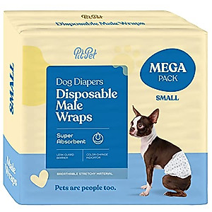 Comfortable Male Dog Diapers - 30-Pack Super Absorbent Disposable Male Dog Wraps- FlashDry Gel Technology, Wetness Indicator Doggie Diapers- Leakproof Belly Wraps for Incontinence, Excitable Urination