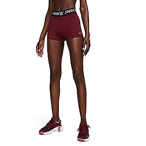 Nike Pro Women's 3" Shorts (Large, Dark Beetroot/Black/White)