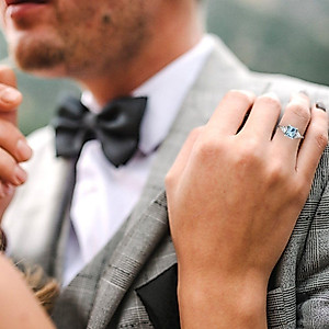 3.0 ct Emerald cut 3 stone Solitaire Created Aquamarine Designer Anniversary Bridal Engagement Ring 14k White Gold 8