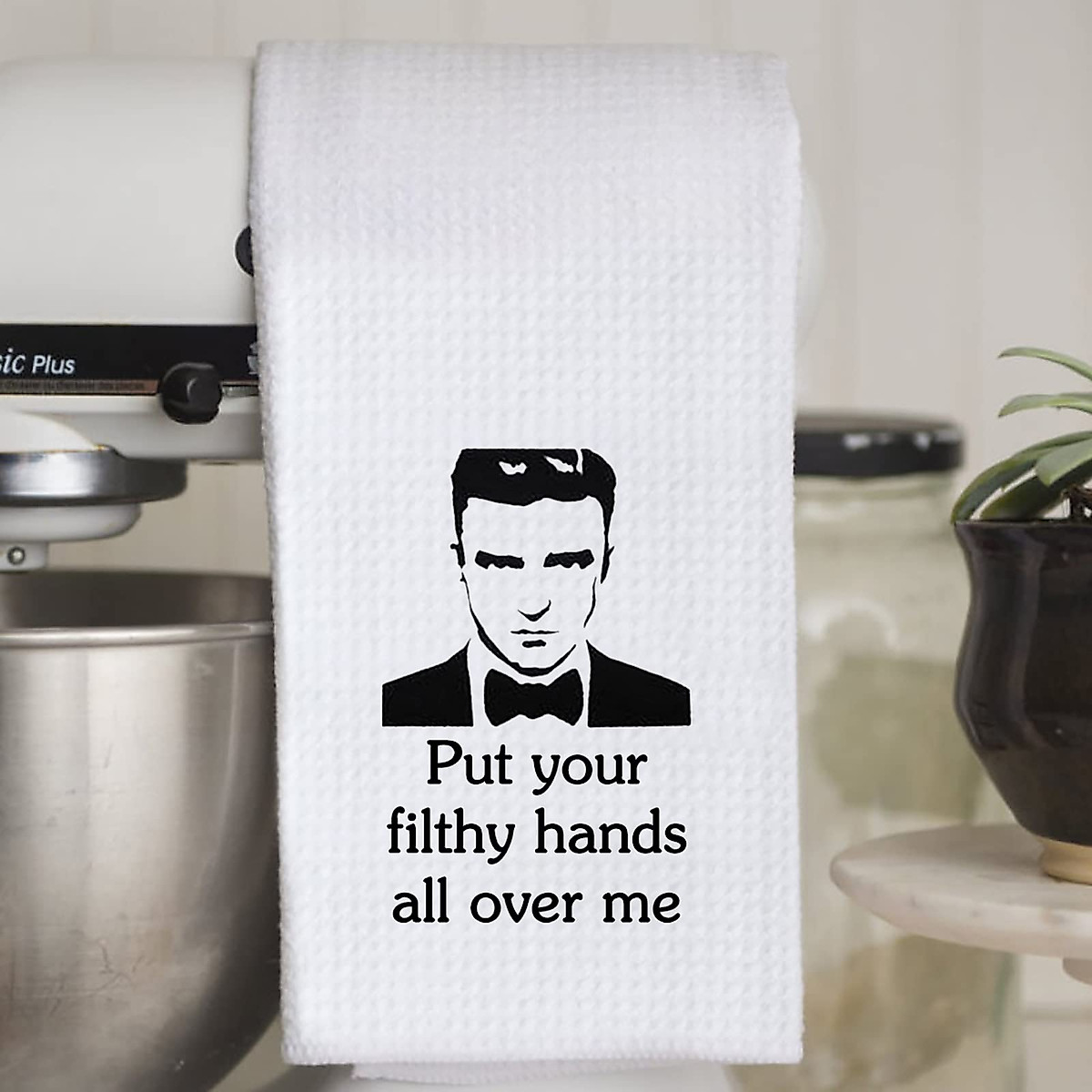 WCGXKO Put Your Filthy Hands All Over Me Justin Inspired Decorative Flour Sack Dish Towel (Filthy Hands)