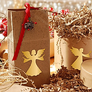 Whaline 400Pcs Christmas Stickers Gold Angel Envelopes Seal Stickers Self-Adhesive Xmas Party Favor Sealing Labels for Holiday Business Wedding Invitations Greeting Cards Supplies, 4 Design