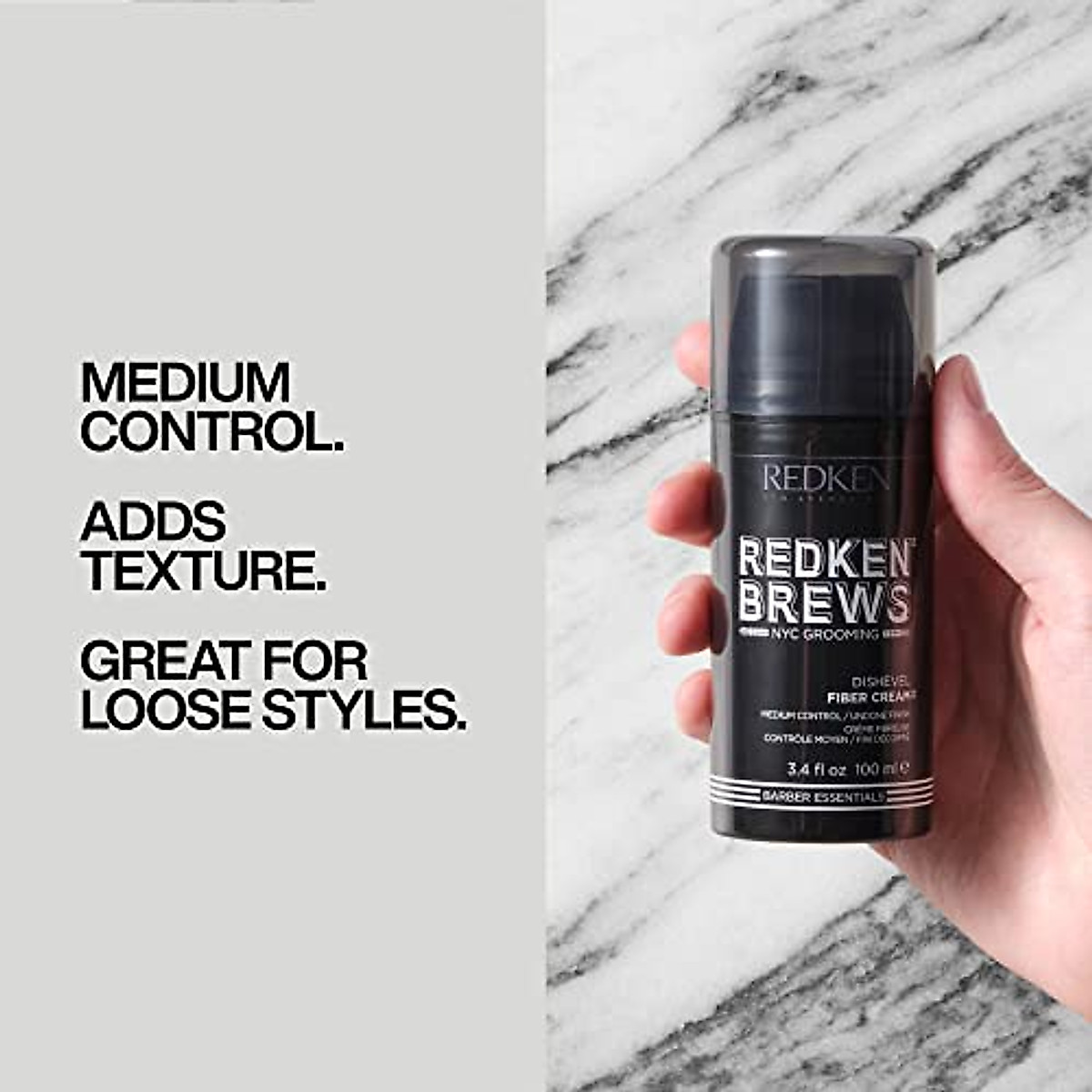 Redken Brews Fiber Cream For Men, Medium Hold, Natural Finish, 3.4 Fl Oz (Pack of 1)