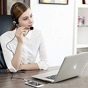 Laptop and Phone Headset with Microphone Combo USB and Audio Jack for Computer, PC, iPhone, Samsung, Zoom, Skype, Video Conference Calls, Lightweight Headphones with Mute Button