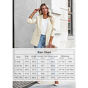 LCRRRN Womens Business Casual Loose Blazers Long Sleeve Pockets Work Professional Jacket Blazer Suit (L, Off White)