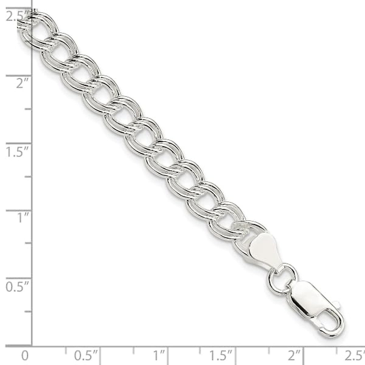 IceCarats 925 Sterling Silver 7mm Double Link Chain Charm Bracelet 7 inch