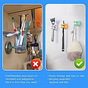 JONKEAN Razor Holder for Shower Wall, 6 Pcs Shower Hooks for Loofah, Stick on Hooks for Hanging, Waterproof Self Adhesive Utility Plug Hooks for Kitchen Bathroom Office