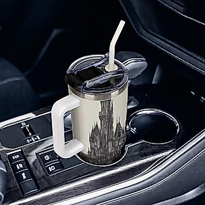 Gothic Rose Horror Dark 40oz Water Bottle Double Wall Insulated Tumbler with Handle Leakproof Travel Mug White-style