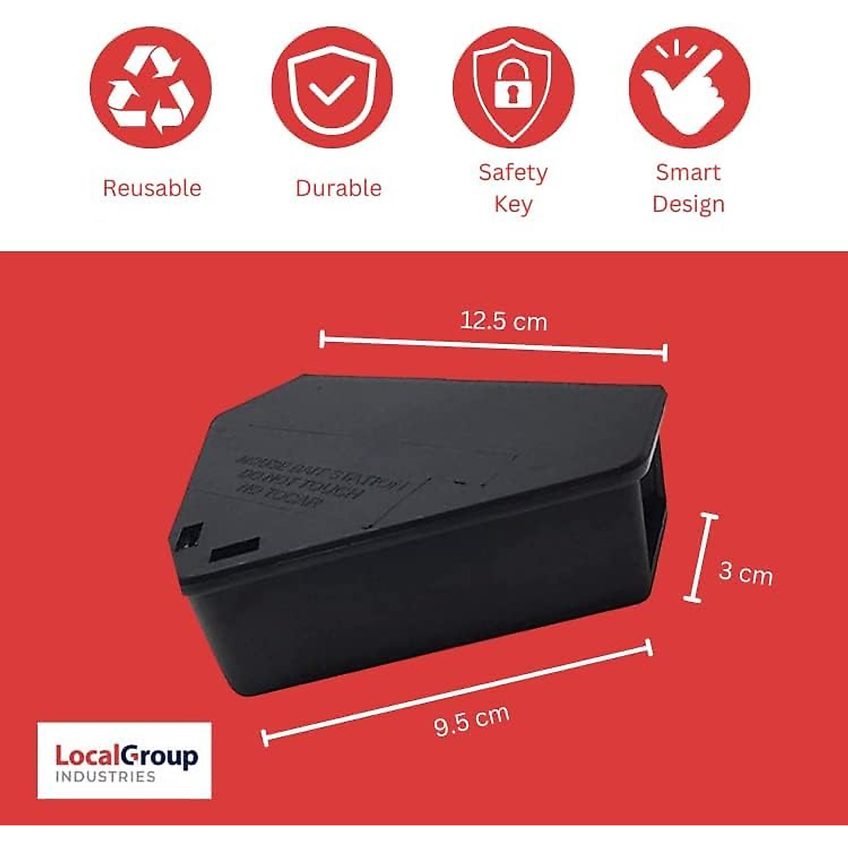 Mouse Bait Station with Keys - Child and Pet Safe Tamper Resistant Corner Unit Mini Rodent Trap Bait Stations - Heavy Duty and Reusable for Home, Indoor Outdoor Use (6 Pack, 2 Keys - Black)