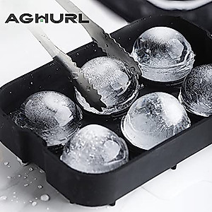AGHURL Ice Cube Trays, Silicone Ice Ball Maker with Lids, Large Ice Cube Molds for Whiskey, Cocktails & Bourbon, Reusable & BPA Free